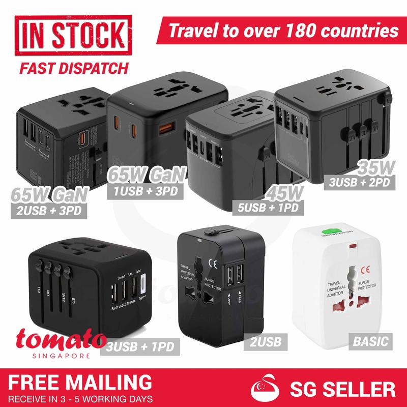 GaN Universal Travel Adapter Wall Plug with USB PD ports Fas - TikTok Shop Singapore