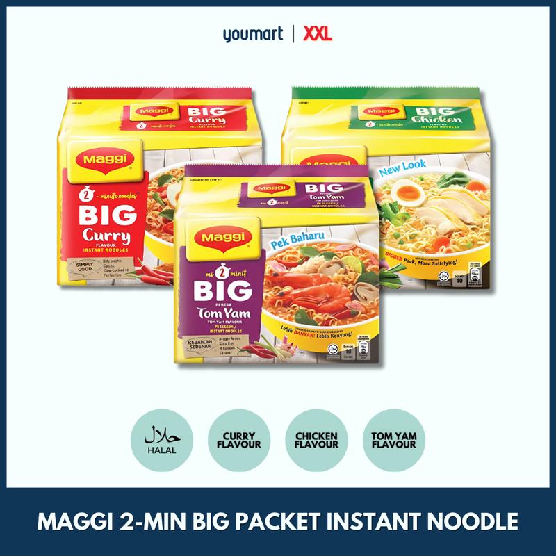 Maggi 2-Min Big Packet Instant Noodle • Halal • Curry / Tom Yam ...