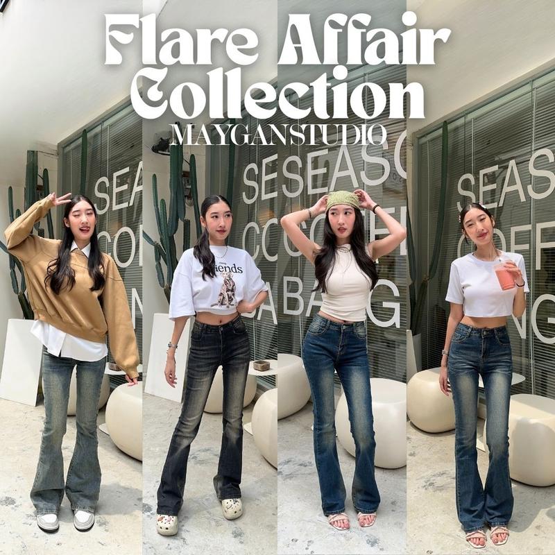 MAYGAN studio กางเกงยีนส์ขาม้า เมแกน Flare Affair Collection - TikTok ...