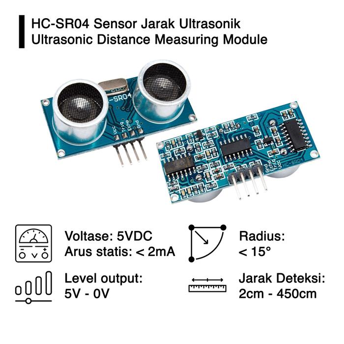Jual HC-SR04 Sensor Jarak Ultrasonik Ultrasonic Distance Measuring ...