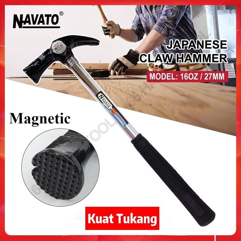 Navato Japanese Type Claw Tubular Hammer 27MM 16Oz Steel Handle ...