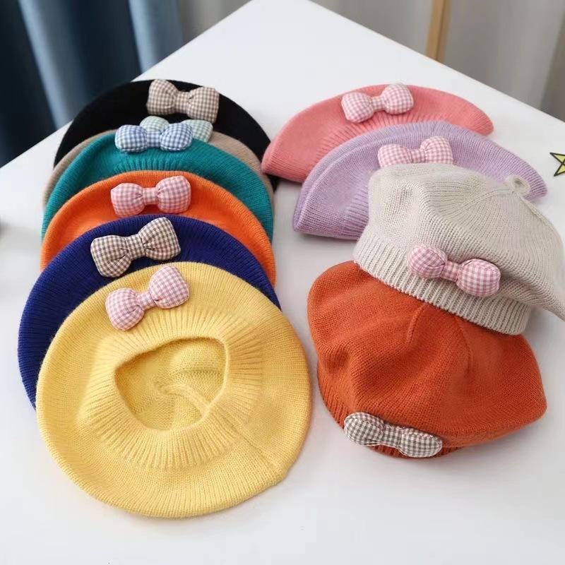 Topi Beret Anak Perempuan Motif Pita Rajut Style Korea / Kids - Shop ...