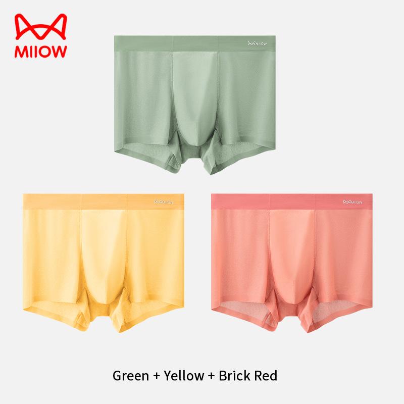 Miiow ice men's silk 3D underwear punching boxer pants men's seamless ...