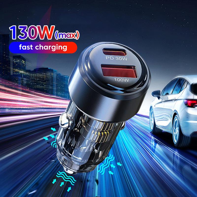 130W PD USB Car Charger Fast Charging Car Phone Charger Adapter ...