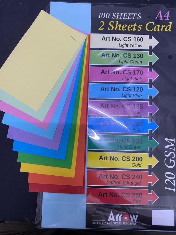 Arrow A4 120gsm Two Sheet Card 100 Sheets Per pack Paper Stationery ...