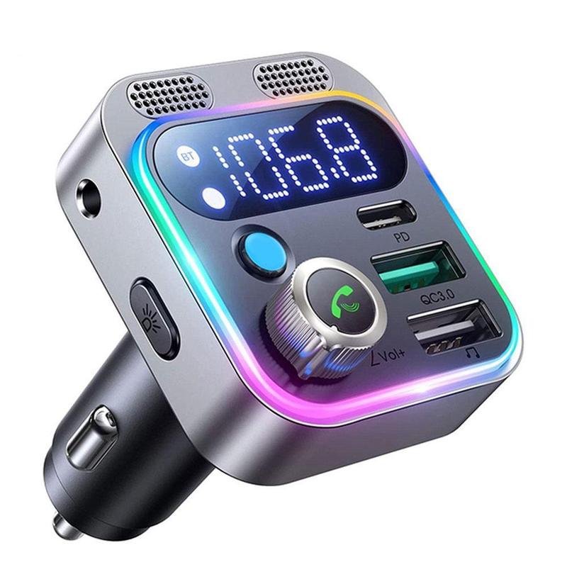 Bluetooth 5.3 FM Transmitter MP3 Adapter Charger Handfree Dual Mics 48W ...