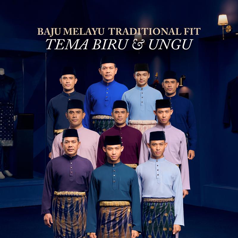 Tema Biru, Ungu - Baju Melayu Tradisional Fit Bulan Bintang 2025 ...