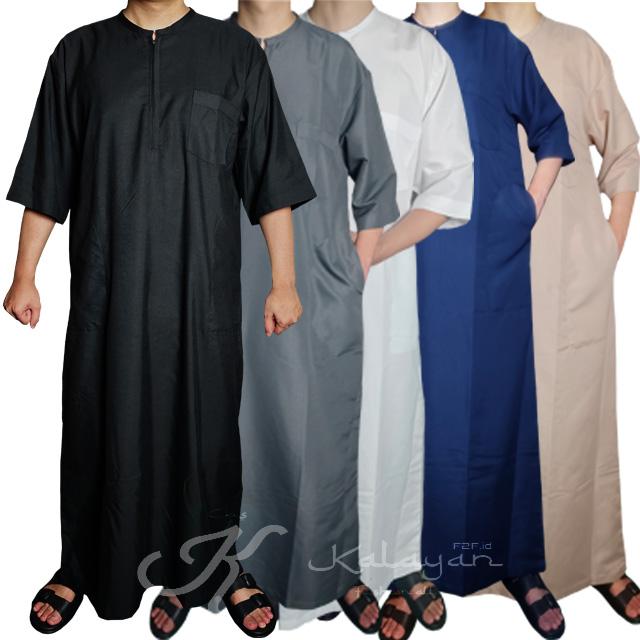 Promo Jubah Pria Dewasa Gamis Jubah Lengan Pendek Hitam Putih Abu Navi ...