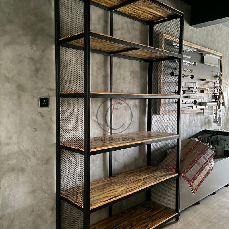 Rak Industrial Kombinasi Besi Dan Kayu - Shop | Tokopedia