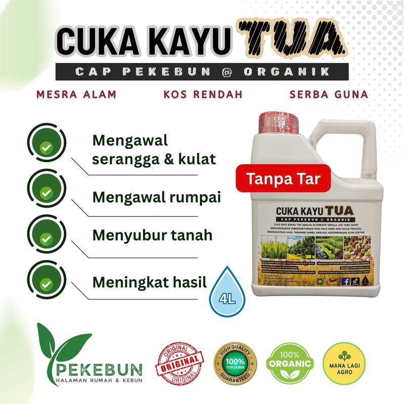 CUKA KAYU TUA BAKAU TANPA TAR ORGANIK CAP PEKEBUN 4L - TikTok Shop Malaysia
