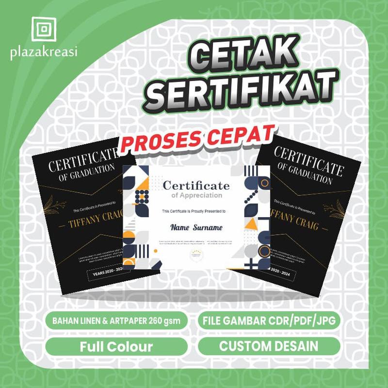 Cetak Sertifikat Piagam Full Color Custom A4 - Shop | Tokopedia