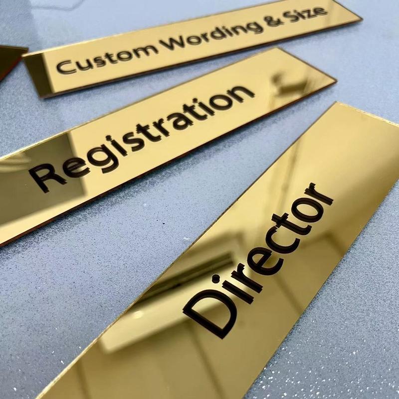 [Custom Wording] Mirror Gold Acrylic Signage Office Sign Doo - TikTok ...