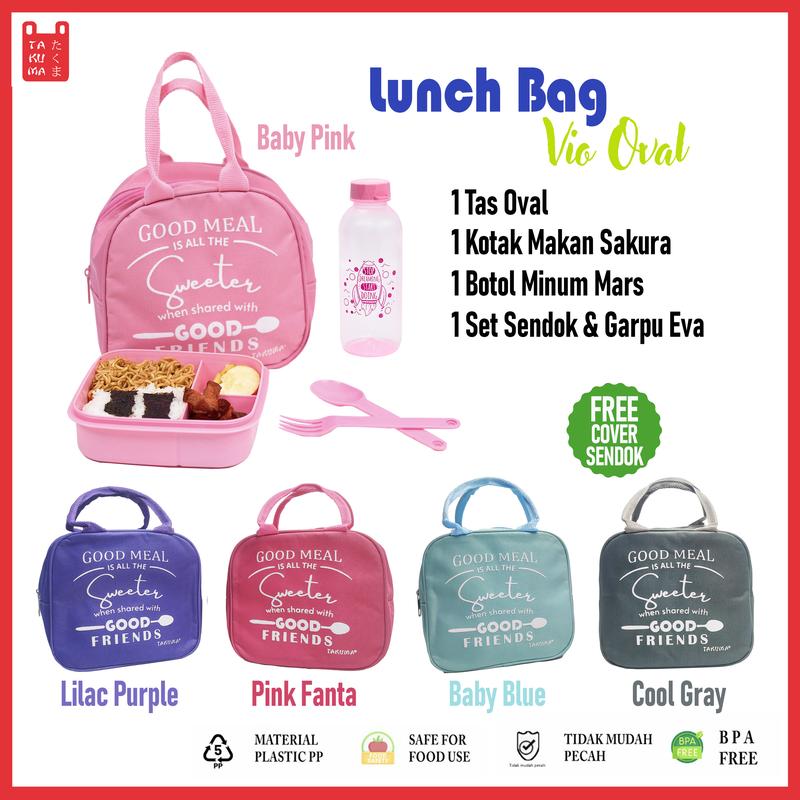 Lunch Bag Vio-Oval Takuma Komplit dengan Tas Kotak Makan Sakura Botol ...