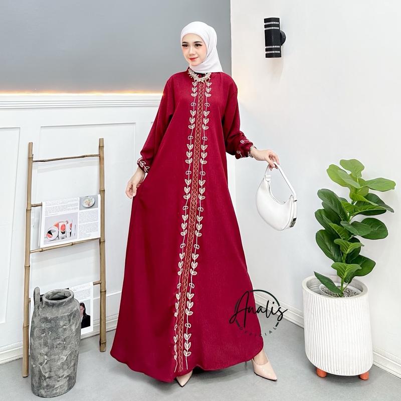 Analis - Gamis Bordir Crinkle Premium - Dress Amecca Crinkle - Shop ...
