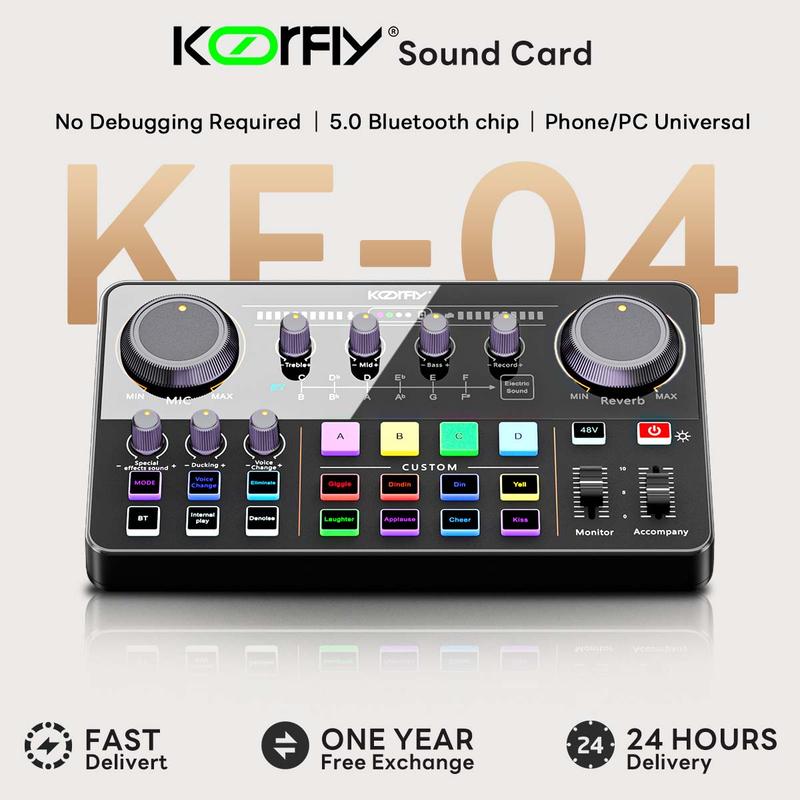 KoorFly KF04 Sound Card RGB Lights Switch Full Featured Interface 48V ...