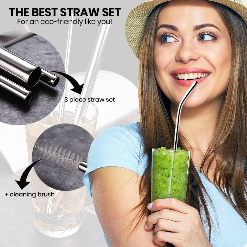 Metal Stainless Steel Drinking Straw Rewashable Straws Reuseable ...