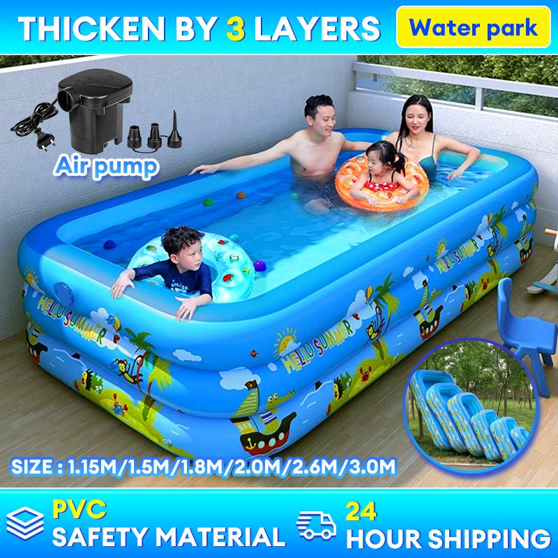 【Strong material】Family Inflatable Swimming Pool 3M 3 Layers - TikTok ...
