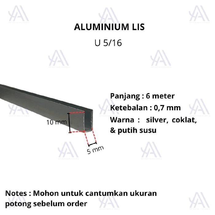 Jual Lis U Aluminium 5 mm / U Aluminium 5/16 - silver - Kab. Kudus ...