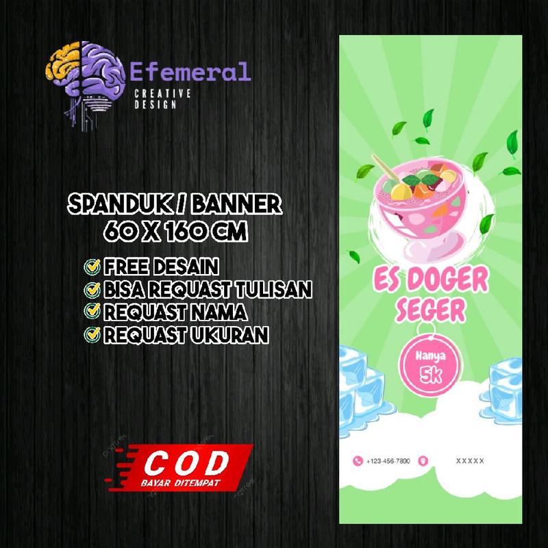 Spanduk/Banner + stand es doger 60X160cm bisa request desain - Shop ...