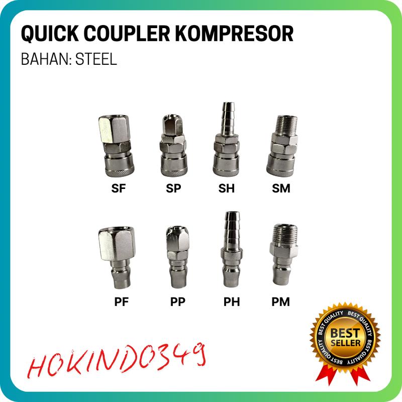 Quick Coupler Connector Angin Kompresor Konektor Sambungan Selang ...
