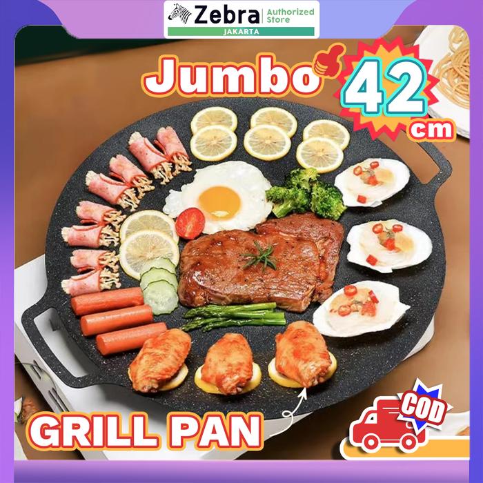 Promo [COD] Wajan Grillpan jumbo 42cm Alat Panggangan BBQ korean bulat ...