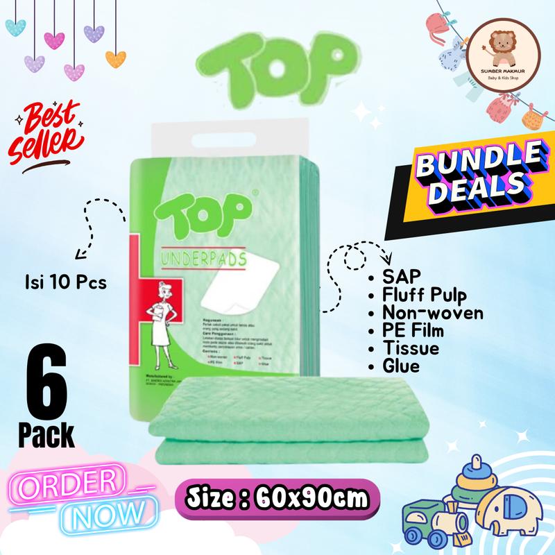 BUNDLE ISI 6 TOP UNDERPADS 60x90 Cm Isi 10 Pcs Non Woven / Underpad ...