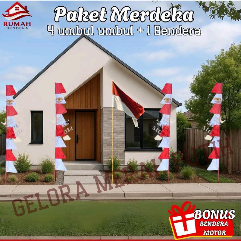 RUMAH BENDERA Paket Merdeka Komplit 4 Umbul-umbul 1 Bendera Merah ...