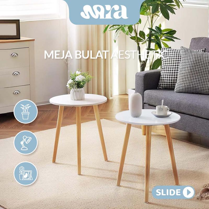 Meja Bulat Putih Minimalis / Meja Aesthetic Termurah / Meja Hias - Shop ...