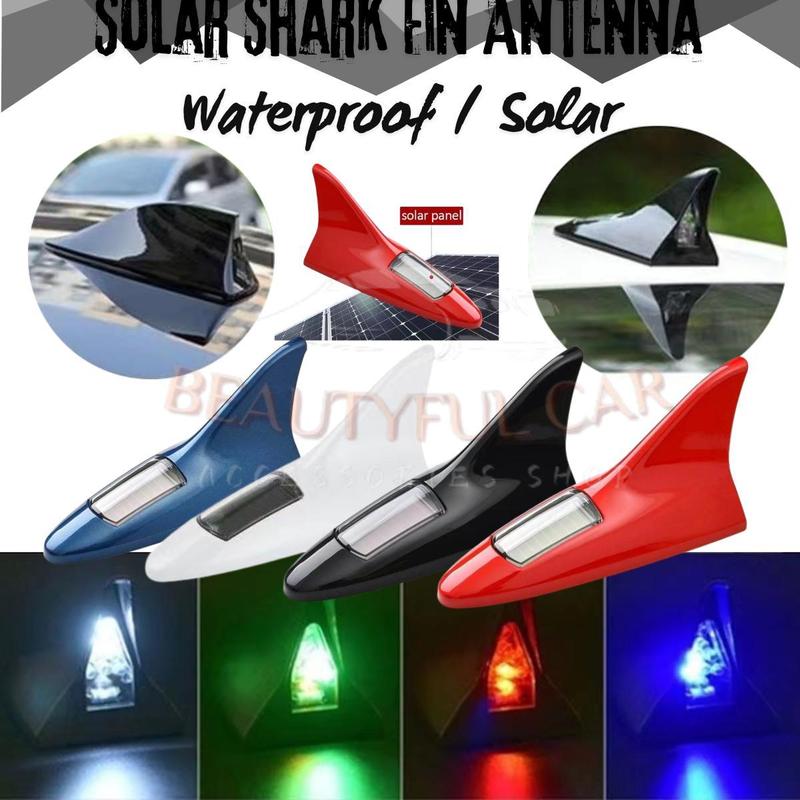 Automotive Solar Shark Fin Antenna Decorative Lights Anti-rear-end ...