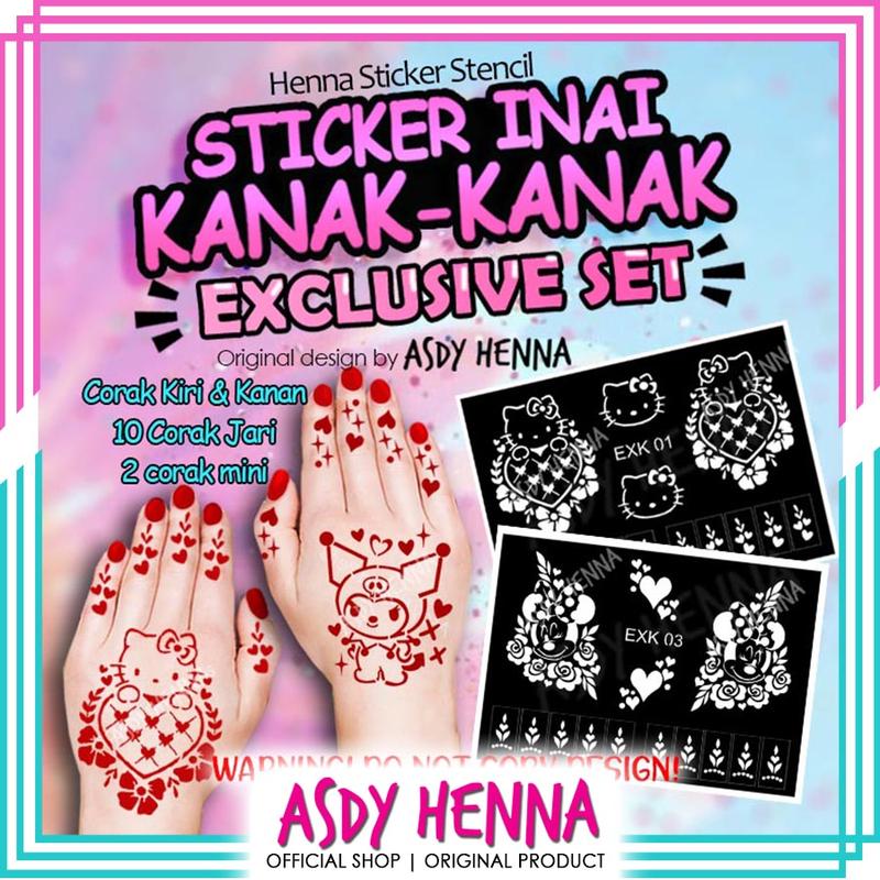 Sticker Inai Kanak Kids Kartun DIY Henna Budak ASDY Henna EXCLUSIVE ...