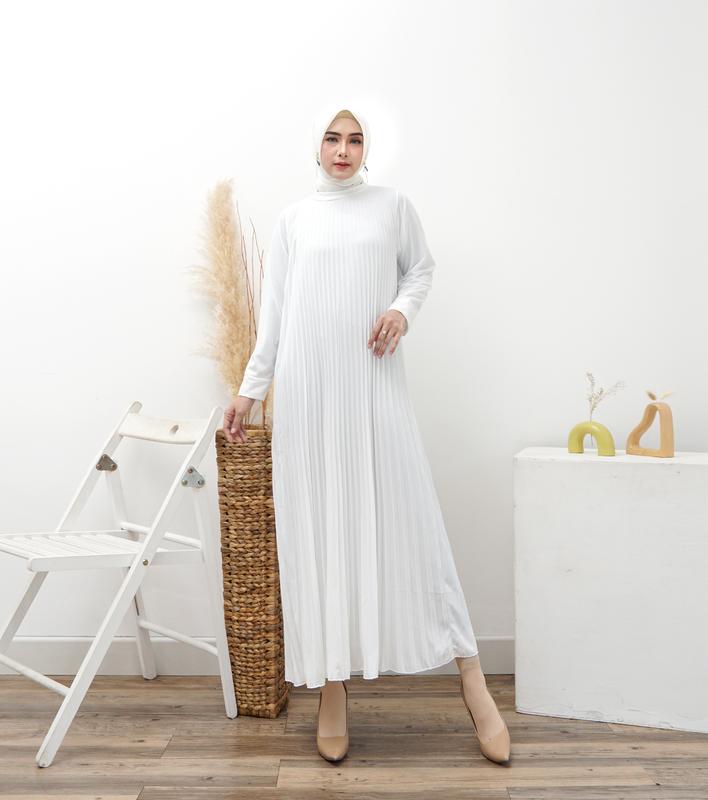 Dress Wanita Maxi Plisket Lengan Panjang / Gamis Plisket / Dress - Shop ...