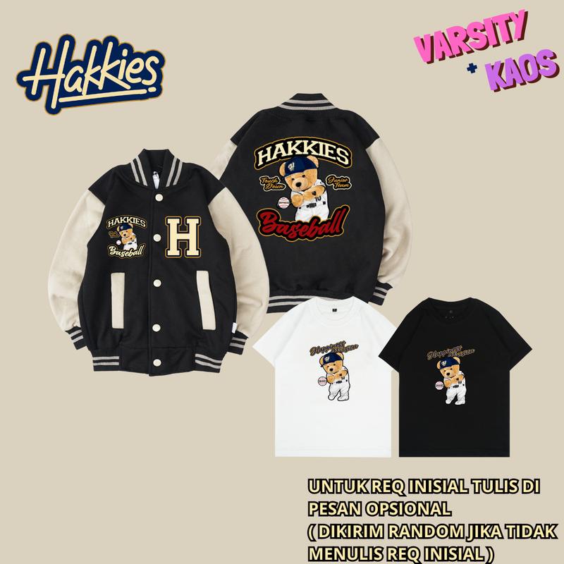 HAKKIES Jaket Varsity + Kaos Anak Lakilaki Perempuan Custom Iniasial ...
