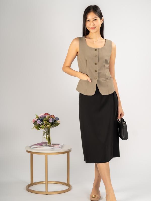 Lena Vest Top in Etoupe, Black & White - Womenswear - TikTok Shop Singapore