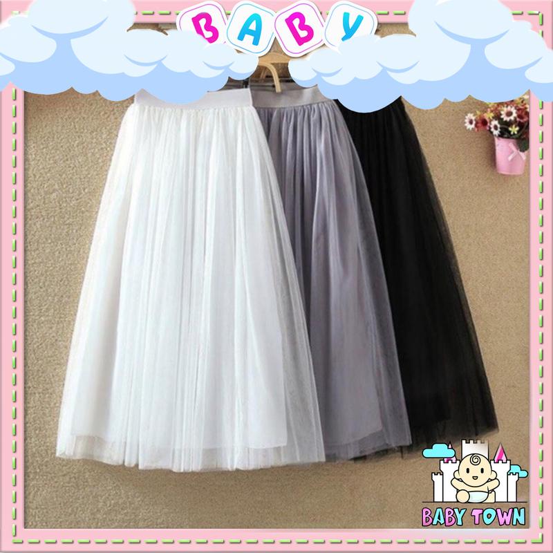 Adult Tutu Pleated Skirt Mommy Fashion Mesh Skirt Women 2 Layers ...