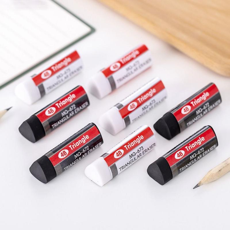 Durable Soft and Clean 4B Erasers Black White Long-lasting Triangular ...
