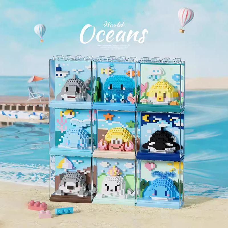 Nano Block Animal Mini Series Sea Animal Toys Shark Crab Mainan ...