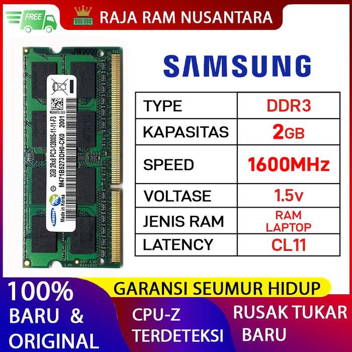Jual RAM LAPTOP SAMSUNG DDR3 2GB 1600MHz PC 12800 1.5V ORI RAM SODIMM ...