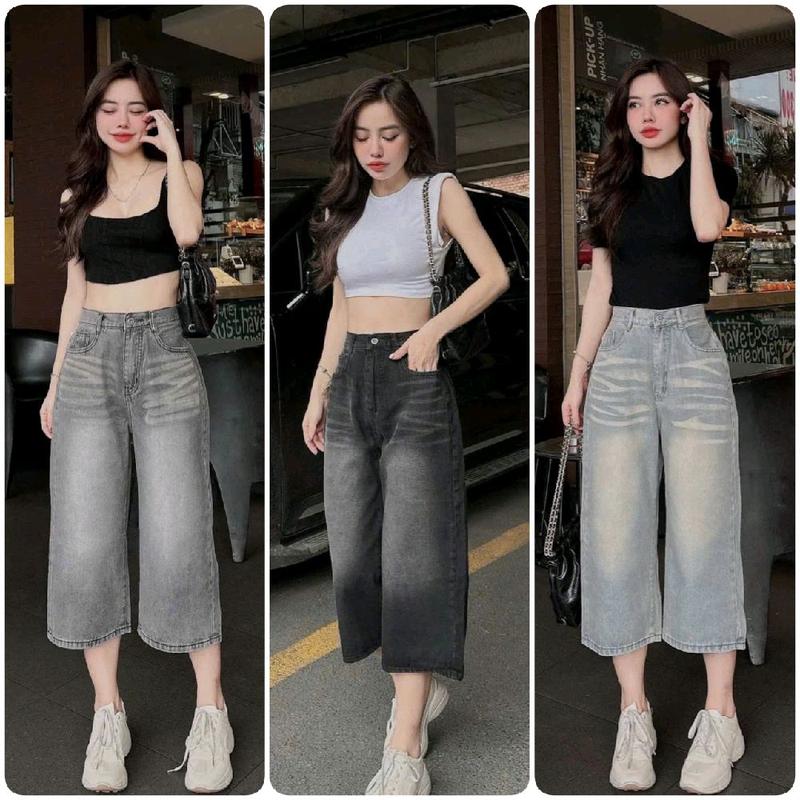 (SML sài 60cm) Quần Jeans Lững nữ Lưng cao 3 màu phối vằn ri - TikTok ...