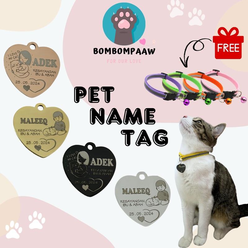 Bombompaaw Customized Pet Name Tag Stainless Steel Love Shap - TikTok ...