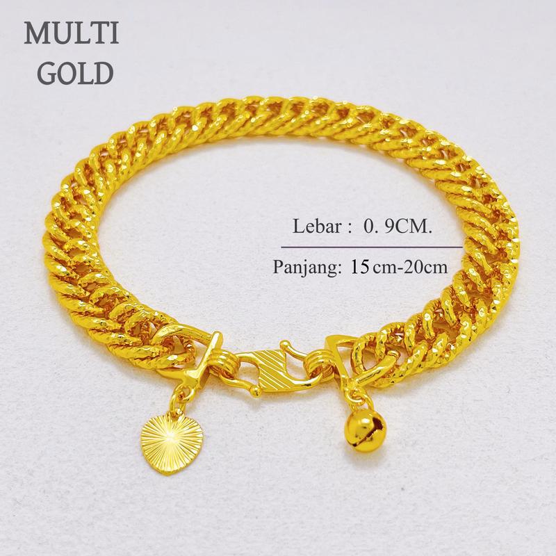 Gelang Titanium Bersalut Emas, dengan Rekaan Gajah, Cangkuk Bunga ...