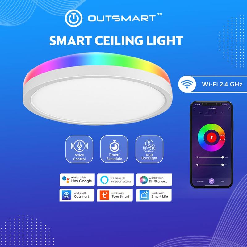 😍 [NEW!!] OUTSMART Wifi Smart Ceiling Light Ambience RGB Backlight ...