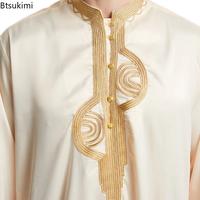 Jual Muslim Men Clothing Kaftan Robes Long Sleeves Stand Collar Eid ...