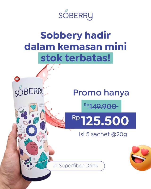 SOBERRY Fiber - Minuman Superfiber Drink - 1 Box isi 5 Sachet - 100gr ...