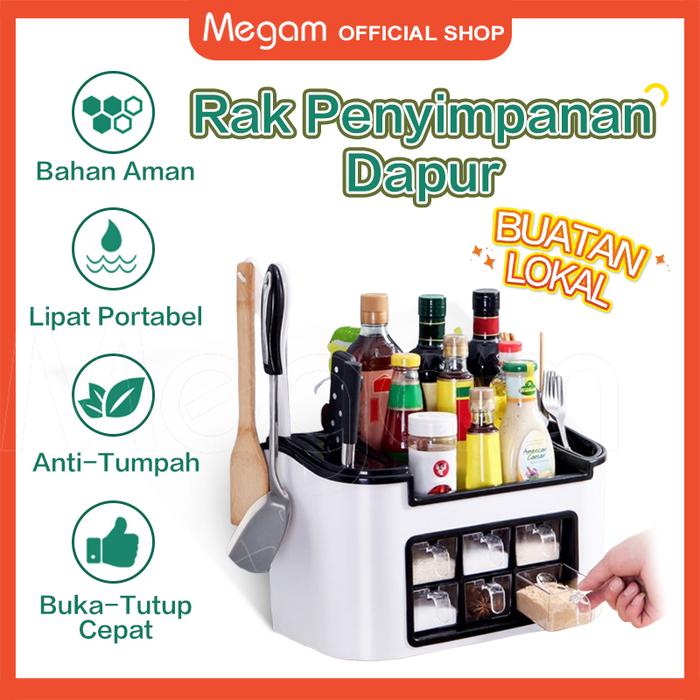 Promo 【BELI LOKAL】Megam Rak Bumbu Dapur Multifungsi Dengan 6 Laci Kecil ...