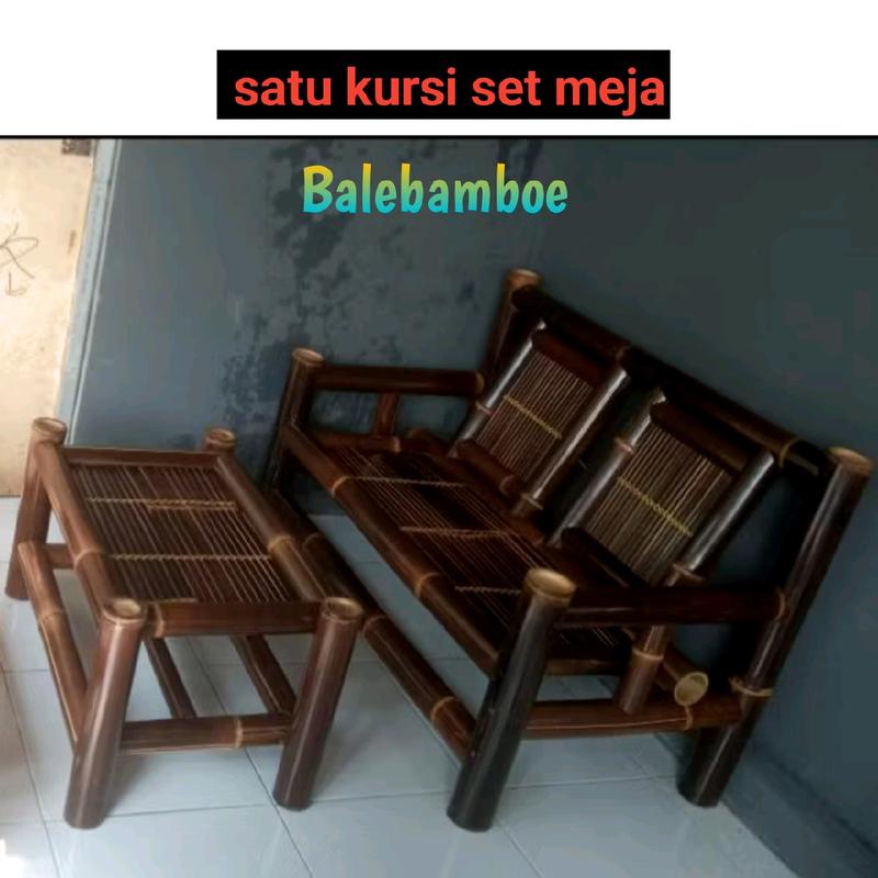 Kursi set meja bambu hitam minimalis - Shop | Tokopedia