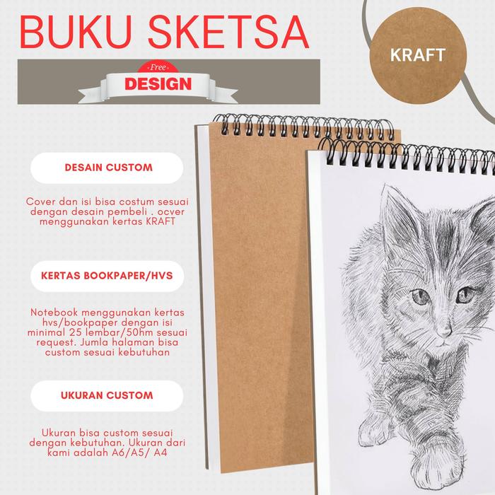 Jual BUKU TULIS SKETSA NOTES JILID SPIRAL KRAFT BISA CUSTOM - A4, polos ...