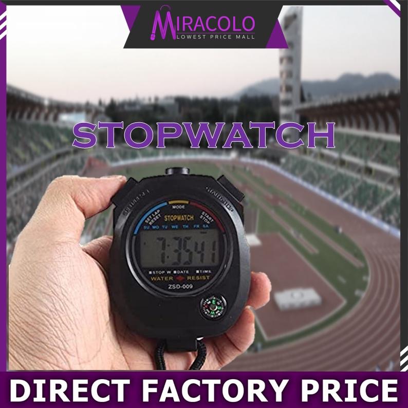 MIRACOLO Sports Stopwatch Waterproof Digital LCD Chronograph - TikTok Shop Malaysia