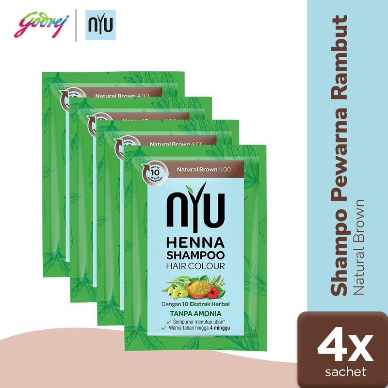 NYU Henna Shampoo Hair Colour Natural Brown - Sampo Pewarna Rambut ...