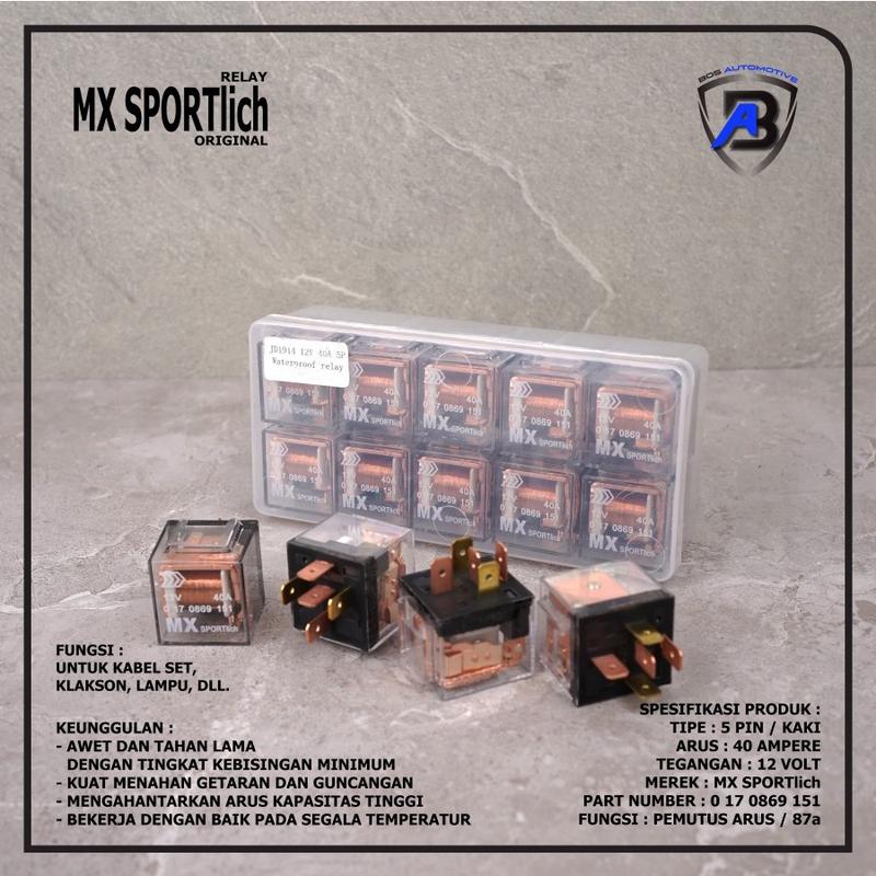 【MX】Relay Transparan Kaki 5 Pin 87a Pemutus Arus 12v 40a Mobil - Shop ...