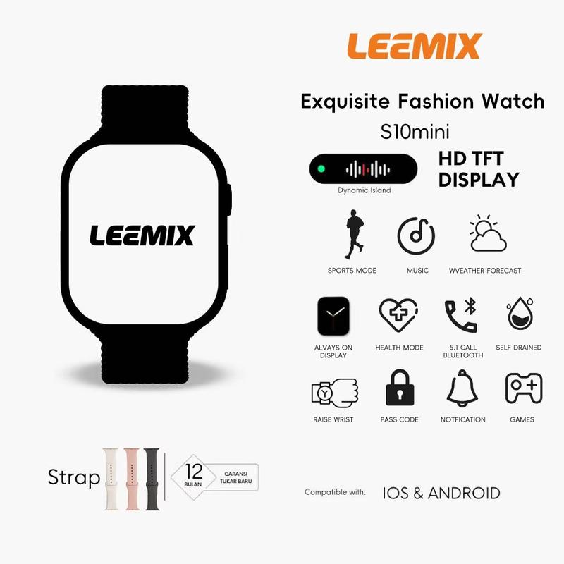 Leemix S10 Mini Smartwatch 1.75" AMOLED - Slim - BT Calling - Sport ...